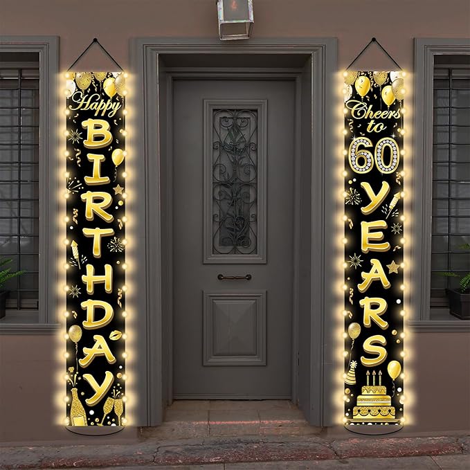 Amazon.com: 60th Birthday Party Banner Lighted Decorations for Women ...