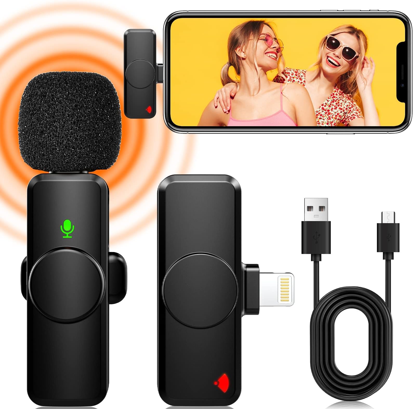 Amazon.com: 2 Pack Wireless Mini Lavalier Lapel Microphone for Android ...