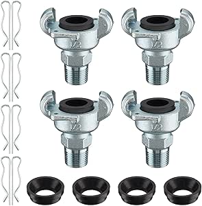 Therwen 4 Sets NPT Iron Air Hose Fitting 2 Lug Universal Coupling ...