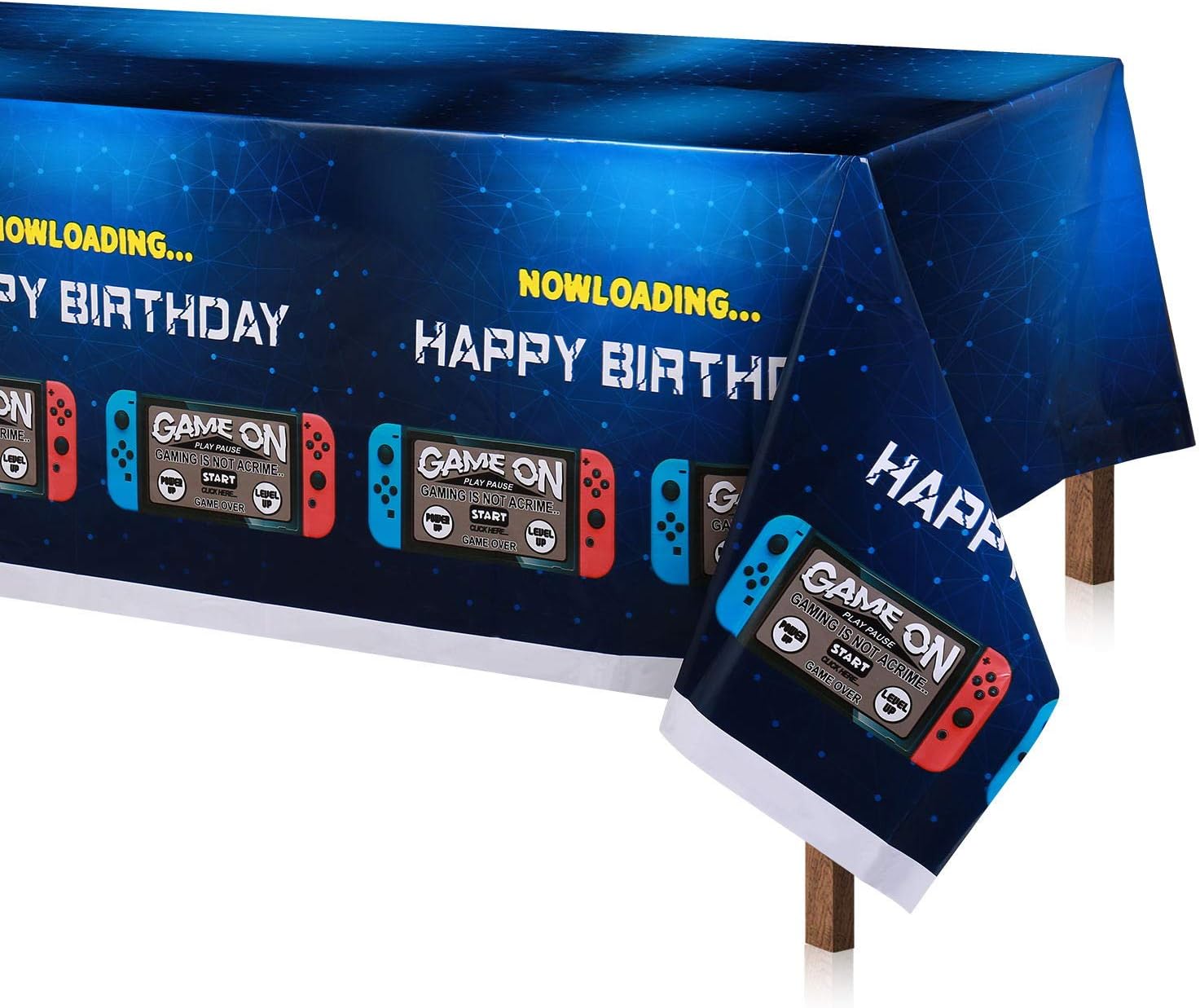Amazon.com: 2Pcs Blue Video Game Party Tablecloth | 54 x 108 In| Video ...