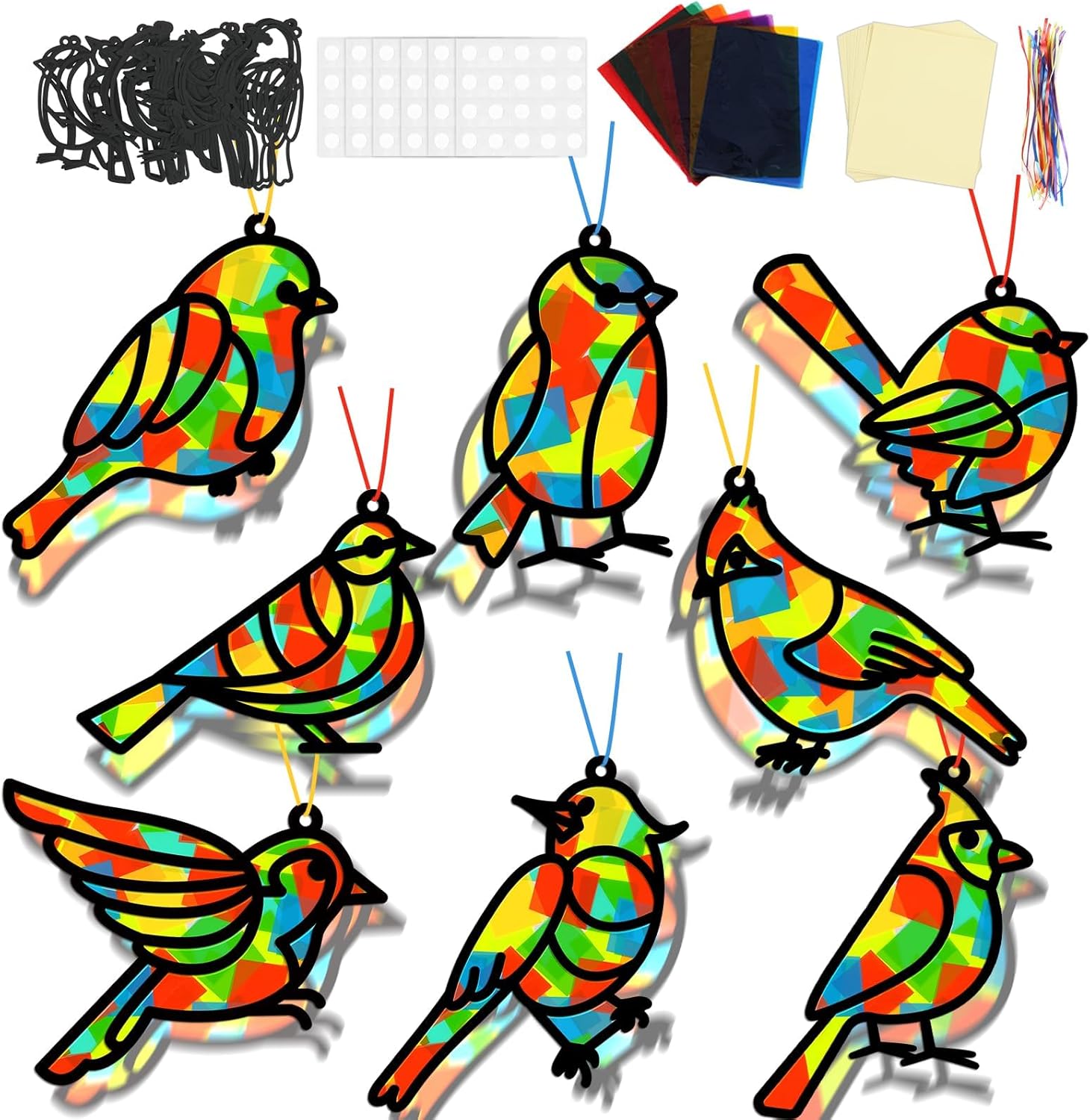 Amazon.com: Lonfliness 32 Sets Spring Bird Suncatchers Craft Kit DIY ...