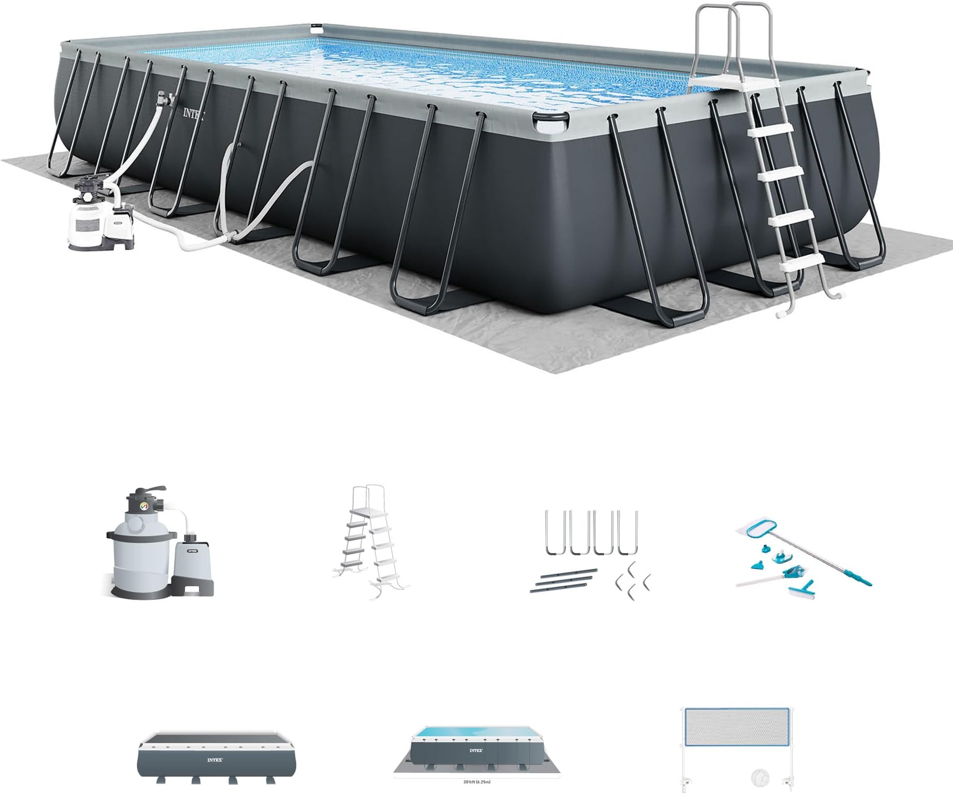 Amazon.com: INTEX 15-Foot by 48-Inch Metal Frame Pool Set : Patio, Lawn ...