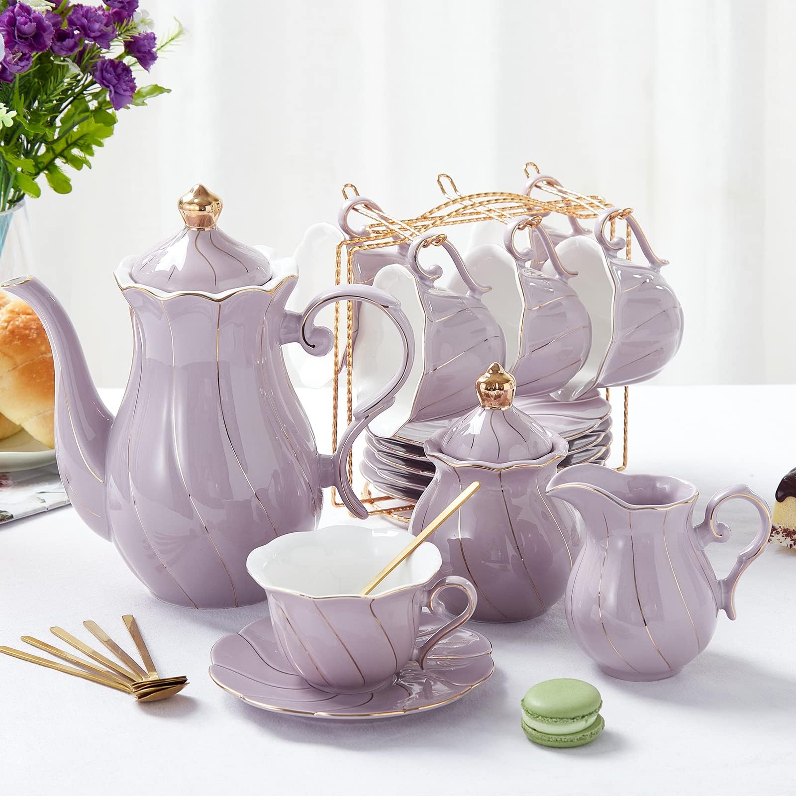 Amazon.com | Suttmin 22 Pcs Christmas Porcelain Adult Tea Set Gift with ...