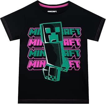 Amazon.com: Minecraft T-Shirt| Creeper Girls Top| Gaming Kids Clothes ...