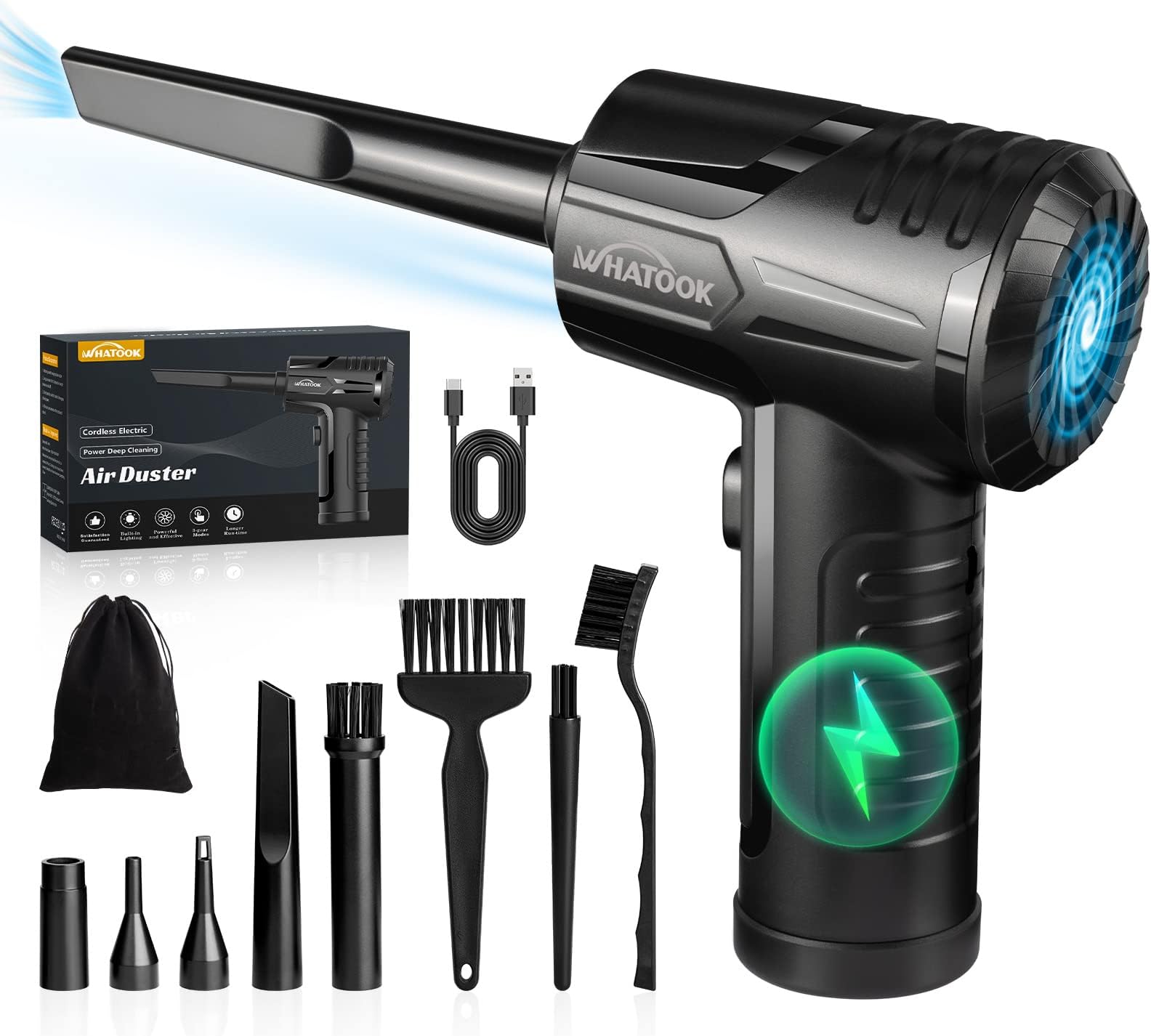 Electric Air Duster Cleaner - 2 in 1 Mini Vacuum Cleaner with LED-Light ...