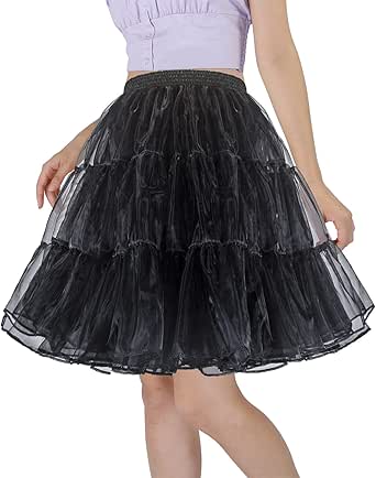 CHERRY LOVE Above Knee Tulle Ruffled Petticoat 50S Vintage Crinoline ...