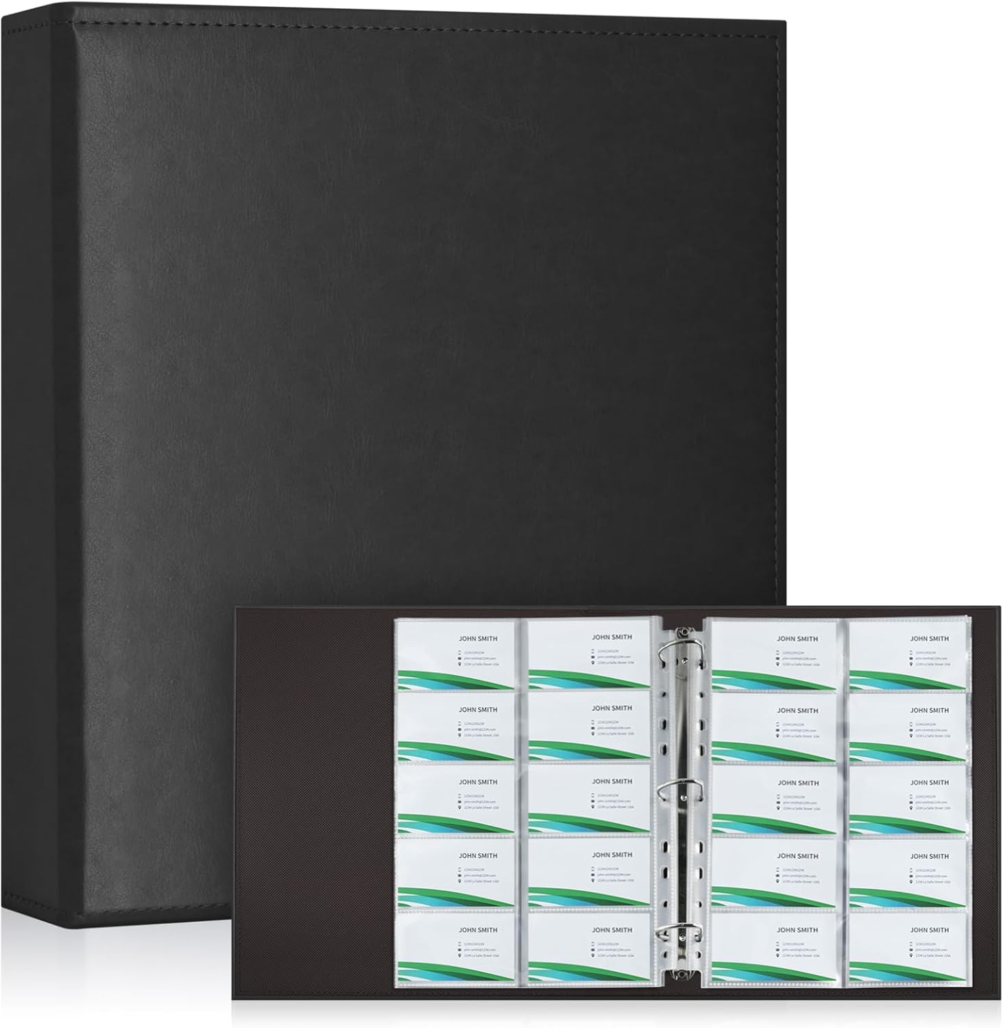 Amazon.com : BYSTER A4 Business Card Binder, PU Leather Organizer with ...