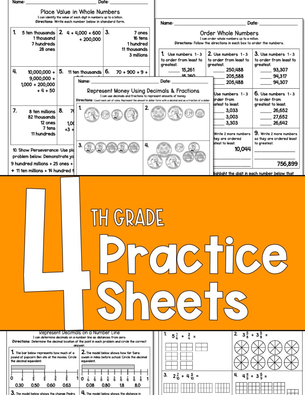 Fourth Grade Math Practice Sheets - Practice Workbook - 4th Grade ...