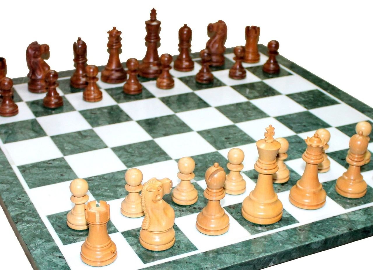 Marble Chess Board with Wooden Goti Gift Item 12 inch : Amazon.in