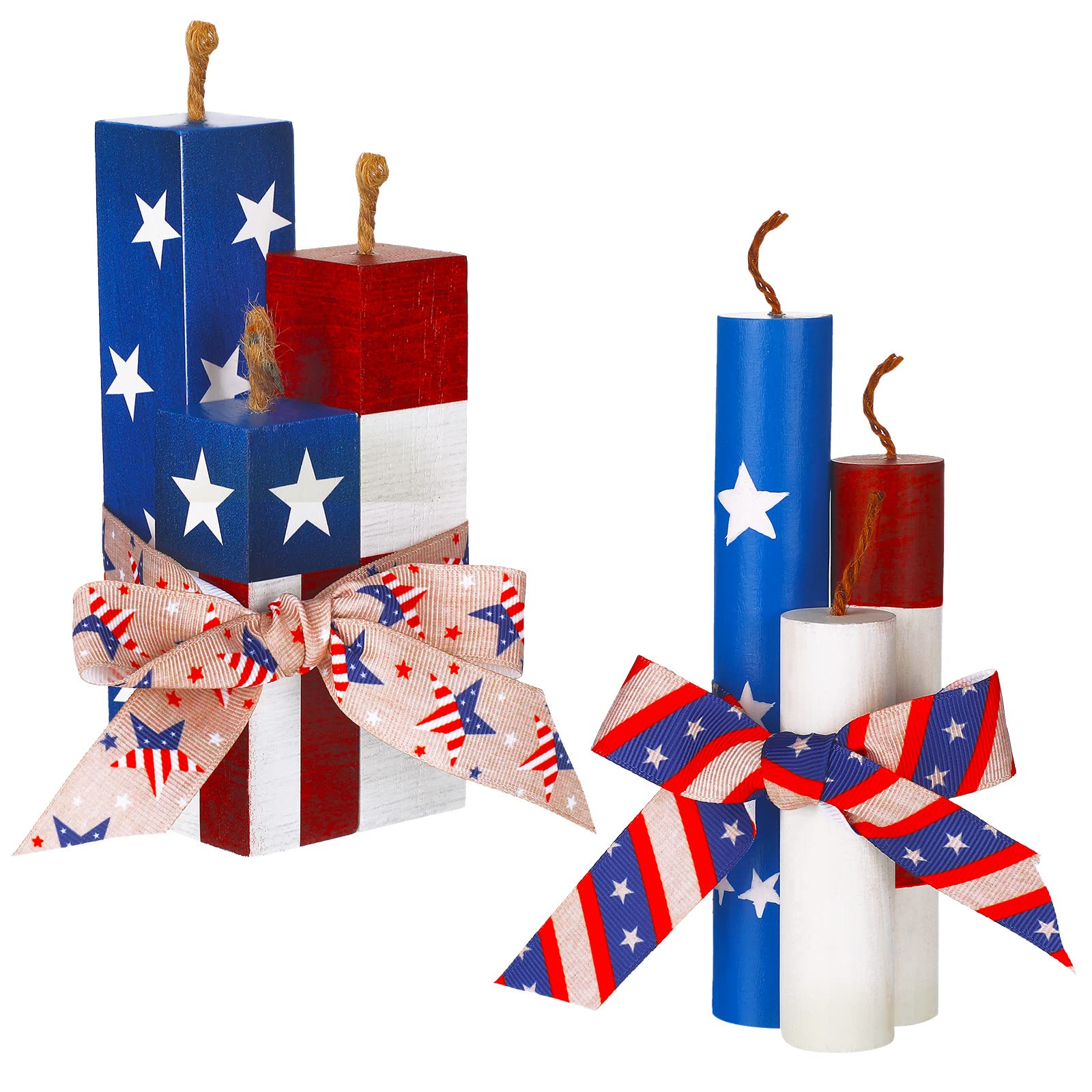 Amazon.com: 6 Pcs 4th of July Tiered Tray Decor July 4th Firework ...