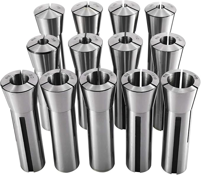 KUNTEC 13 Piece Precision R8 Collet Set Mill Collets Set Taper Spindle ...