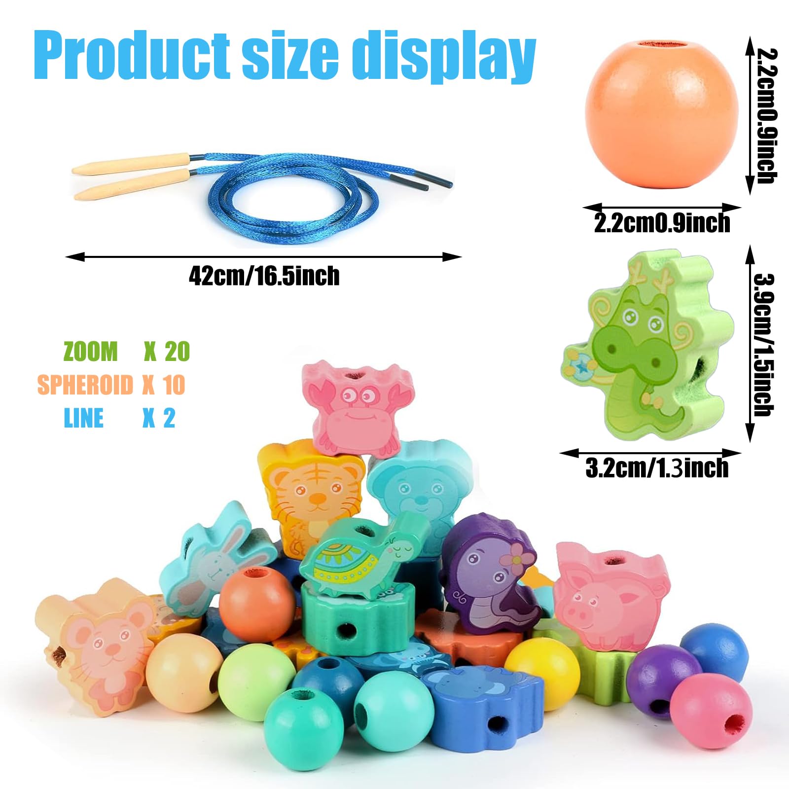 KFSCIP 32 Pcs Threading Toys, Threading Toys For 2 Year Olds, Threading ...