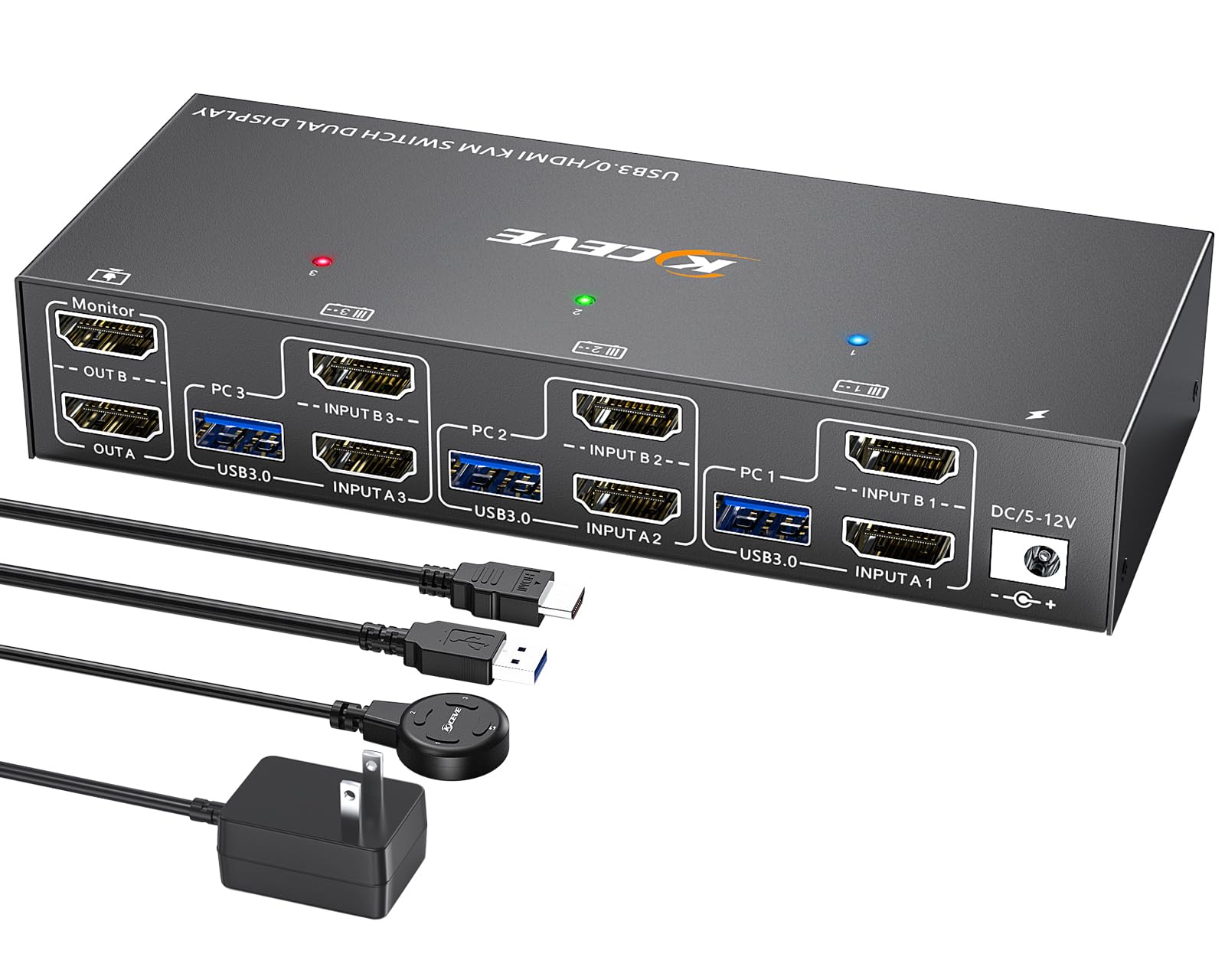 Amazon.com: KVM Switch 2 Monitors 3 Computers 4K@60Hz,HDMI USB3.0 KVM ...