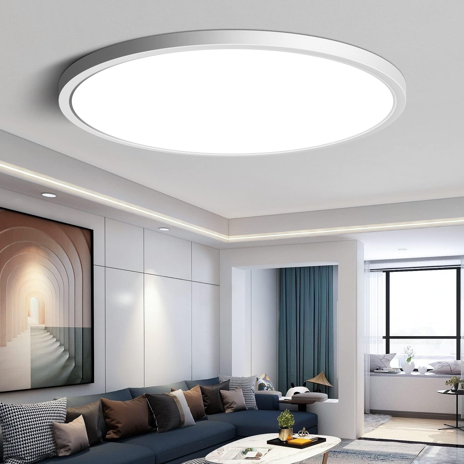 LED Flush Mount Ceiling Light Fixture, Neutral White 4000K, 12 Inch 24W ...