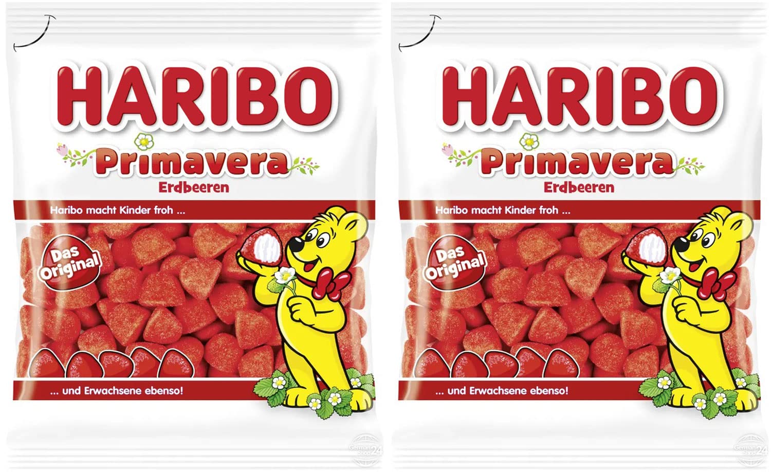 Amazon.com : Haribo Primavera Erdbeeren (Strawberry) Gummy Candy 2-Pack ...