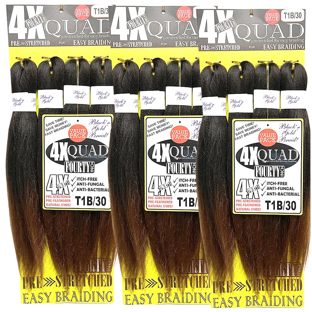 Amazon.com : BNG Quad 4X Pre-Stretched Braiding Hair 20" for Easy Braid ...