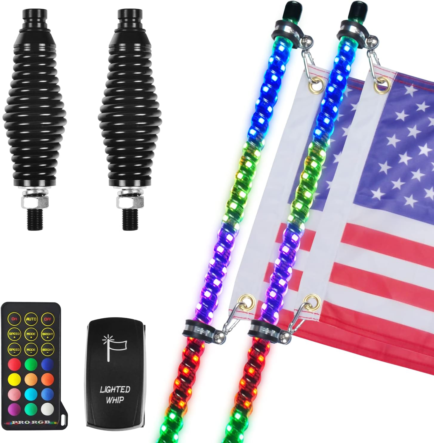 Buy OHMU 2PCS 3FT Led Whip Lights with Spring Base & Laser Rocker ...