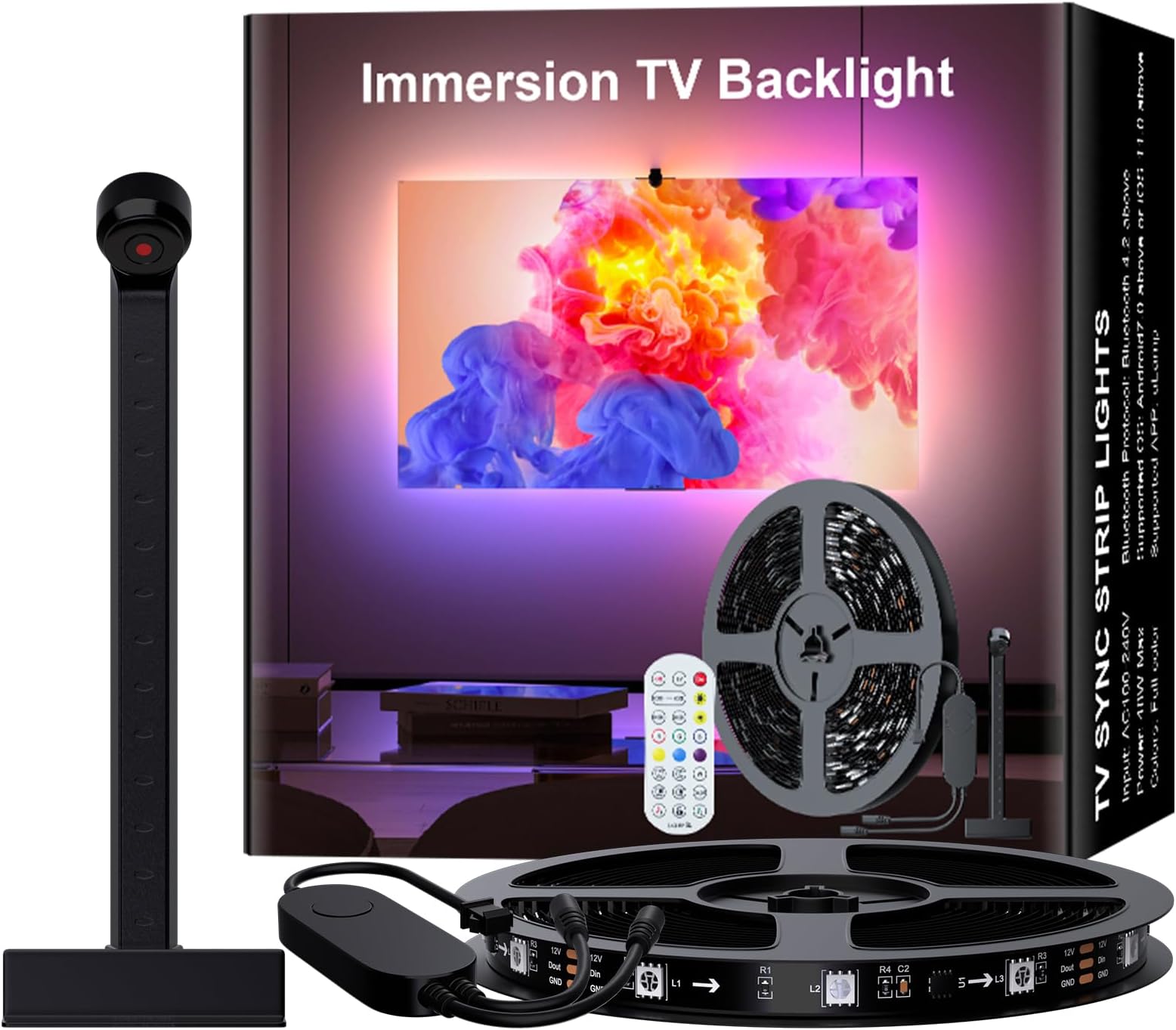 Amazon.com: MIHEAL TV LED Backlight with AR Sensor,12.4FT RGB Strip ...