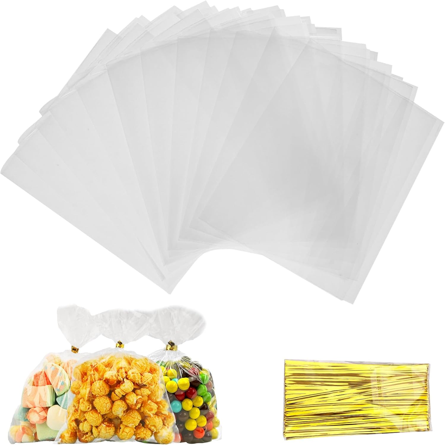 Amazon.com: Cellophane Bags 100 Pcs Cellophane Treat Bags 5x7 Inch ...