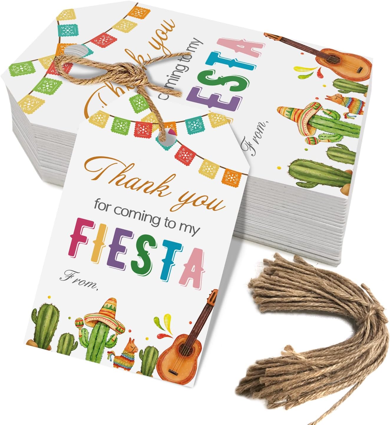 Amazon.com: Fuyoooo 60 Pcs Papel Picado Gift Tags Fiesta Thank You Tags ...