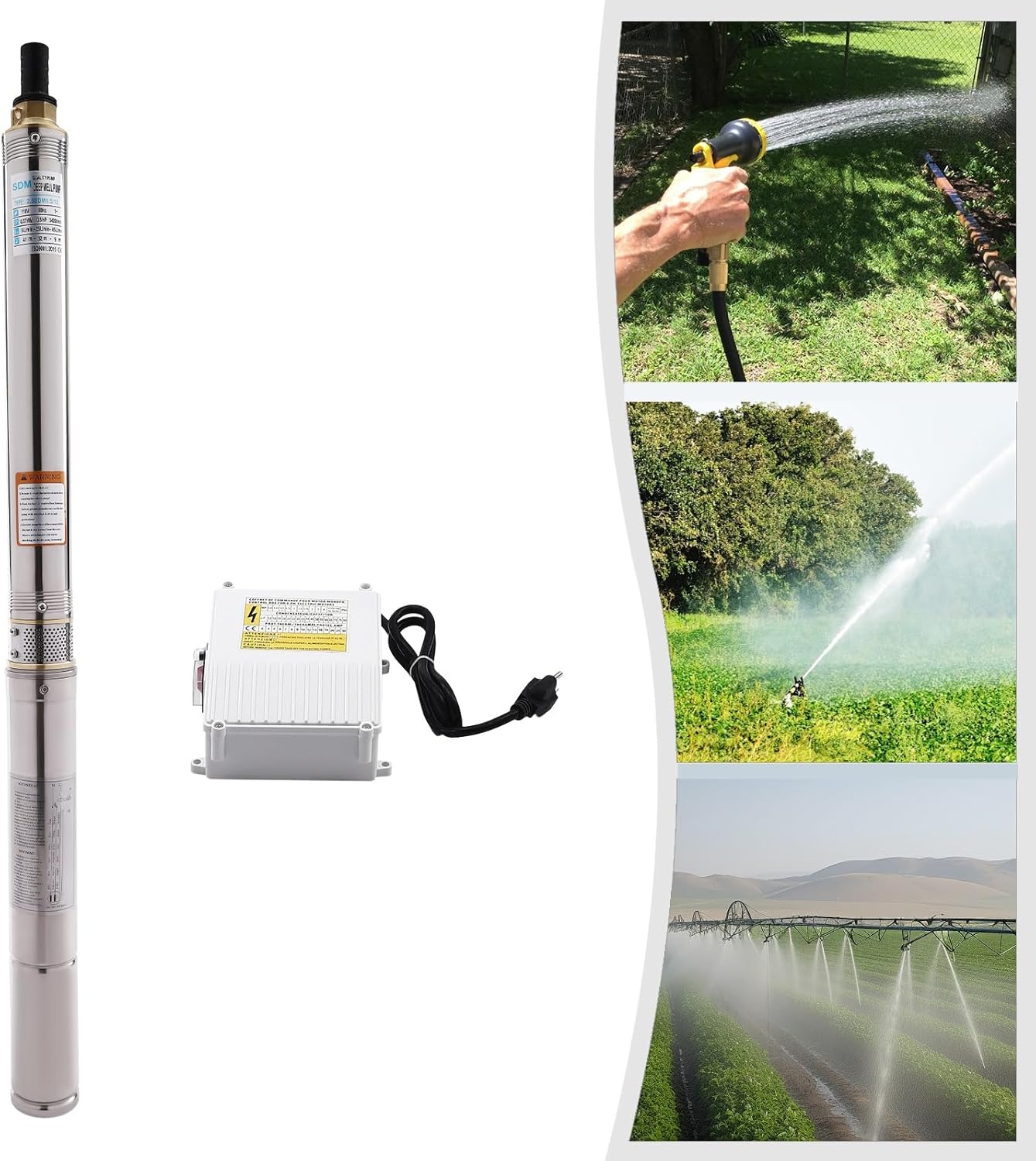 Deep Well Submersible Pump, 0.5 HP 110V 60Hz Stainless Steel ...