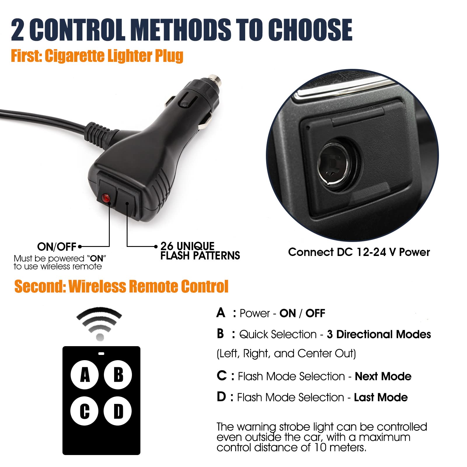 Snapklik.com : BooYu 2 In 1 Traffic Advisor Light Bar w/Wireless Remote ...