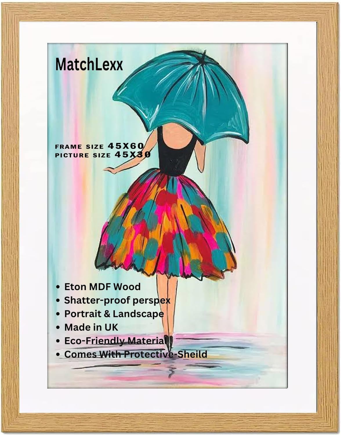 MatchLexx® Classic Oak Strong & Clear Acrylic Front Large | 45 x 60 cm ...