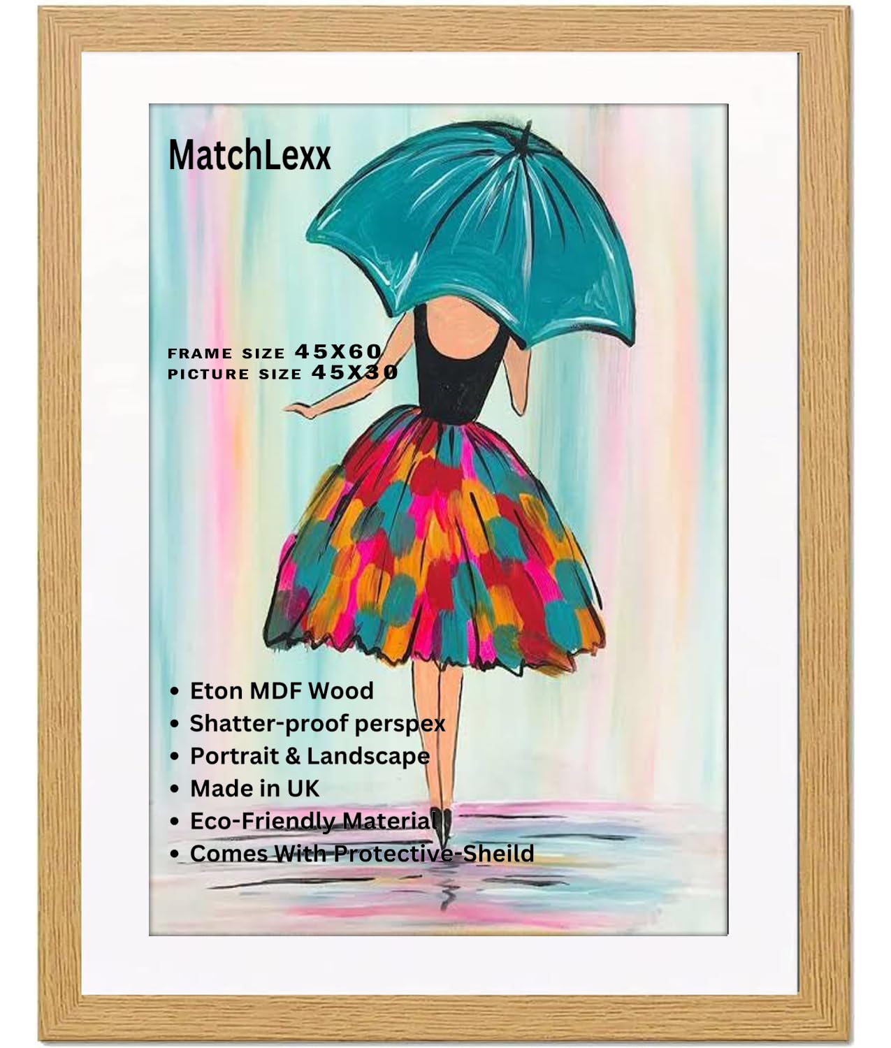 MatchLexx® Classic Oak Strong & Clear Acrylic Front Large | 45 x 60 cm ...