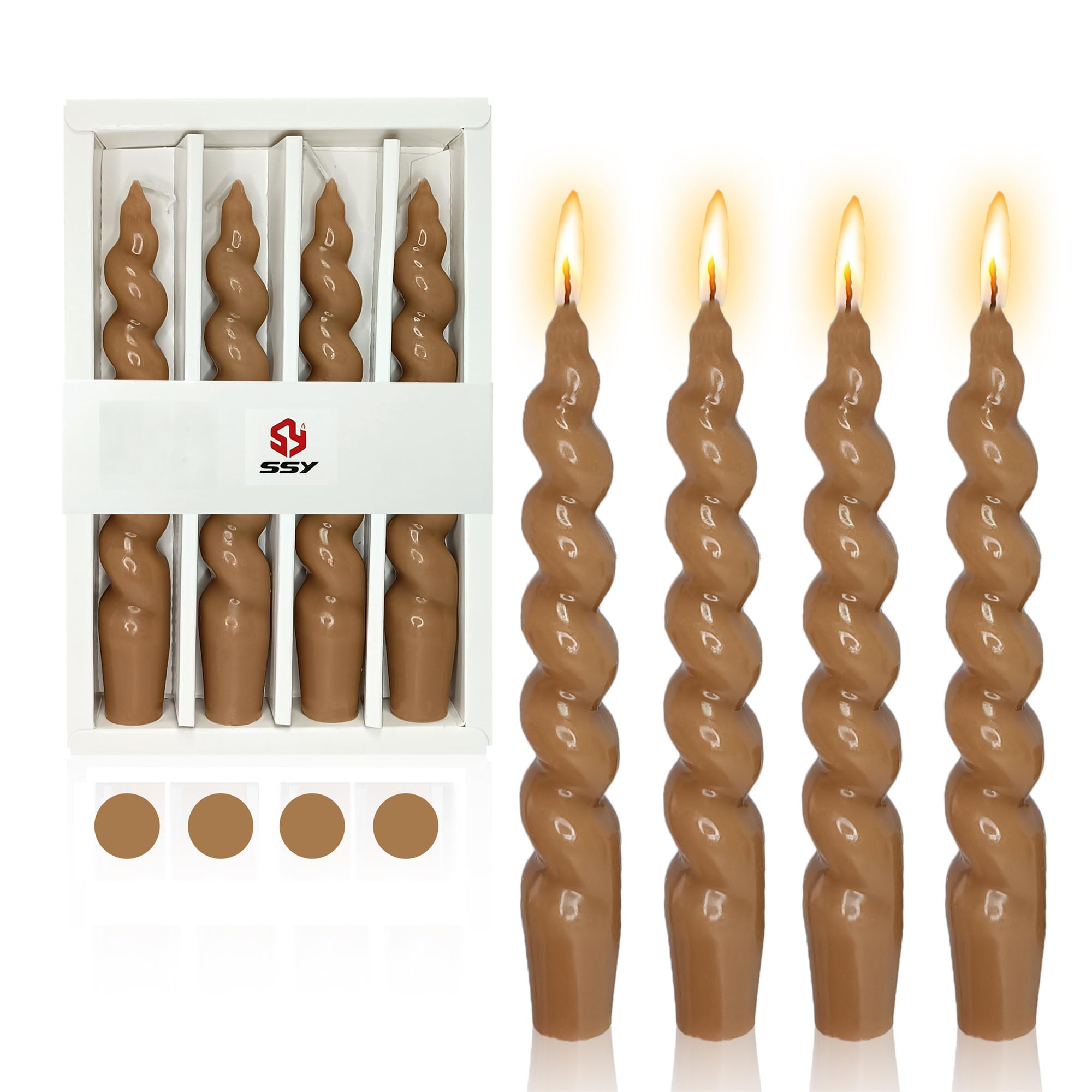 Amazon.com: Spiral Taper Candle Brown Candlestick,Gedengni 4pcs Cute ...