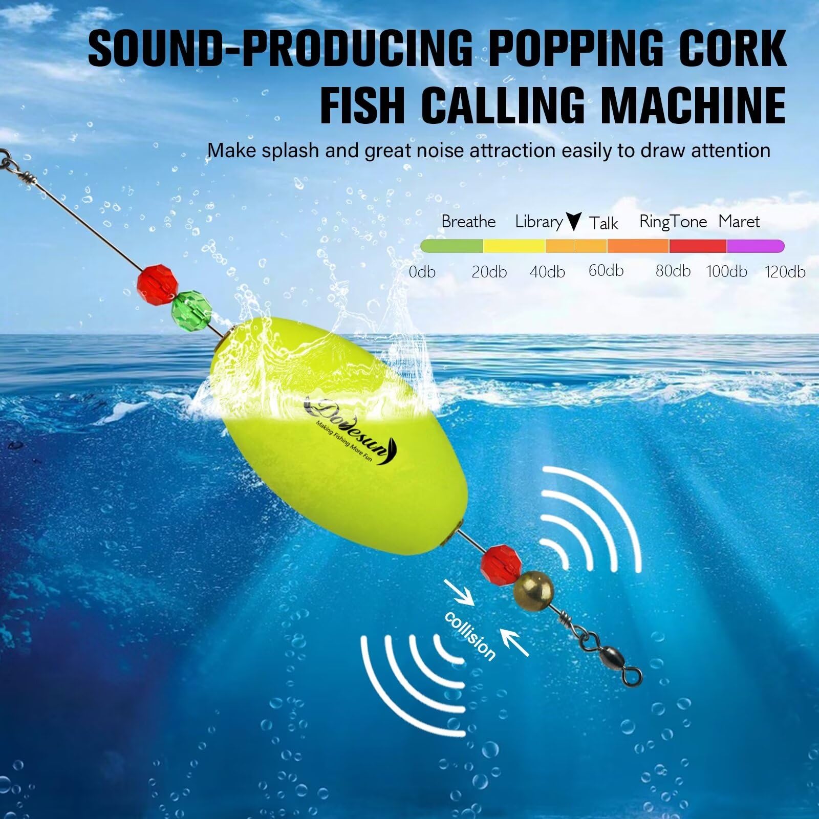 Dovesun Fishing Bobbers Popping Cork Weighted Fishing Floats Fishing ...