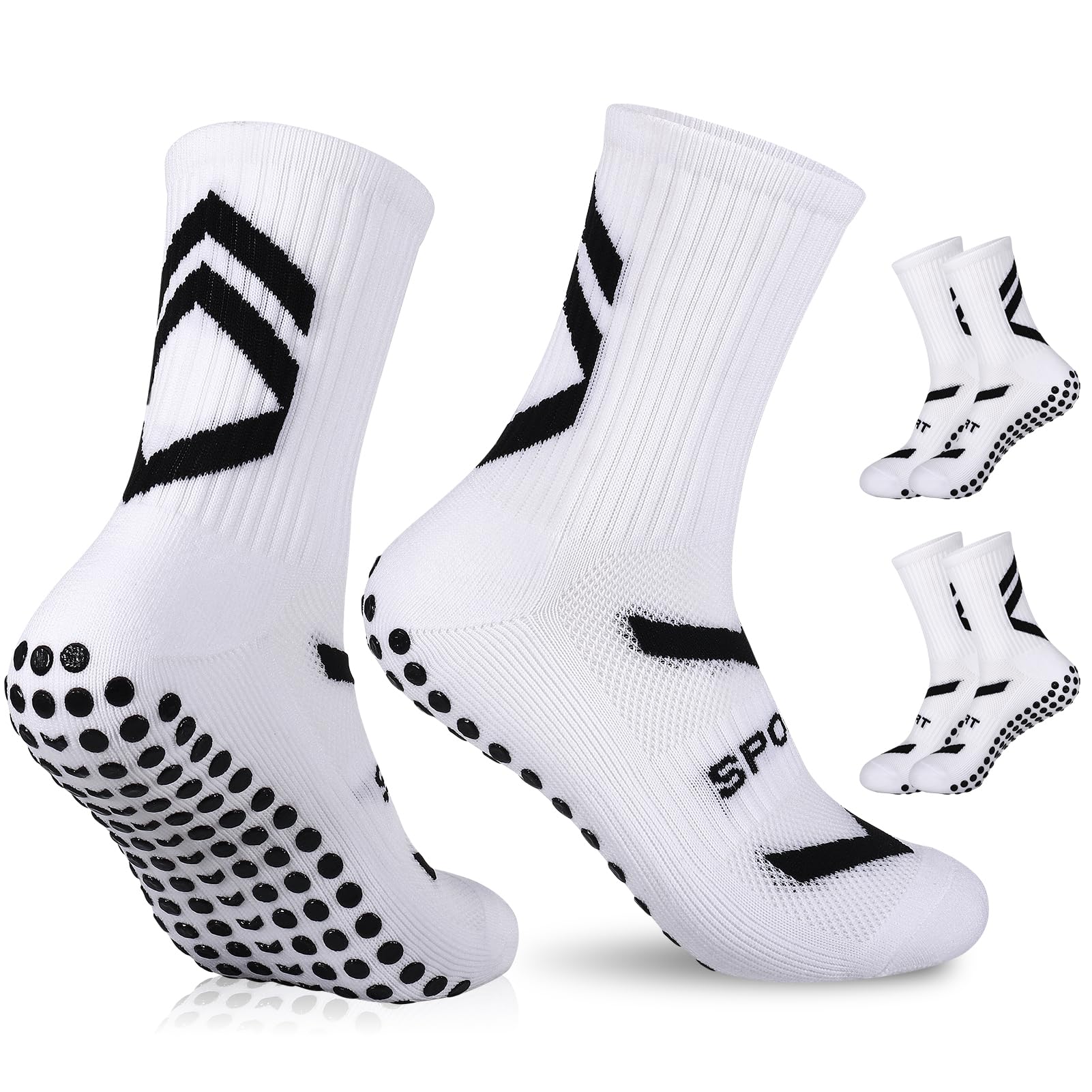 3 Pairs Football Grip Socks for Men, Grip Socks Soccer Socks with ...