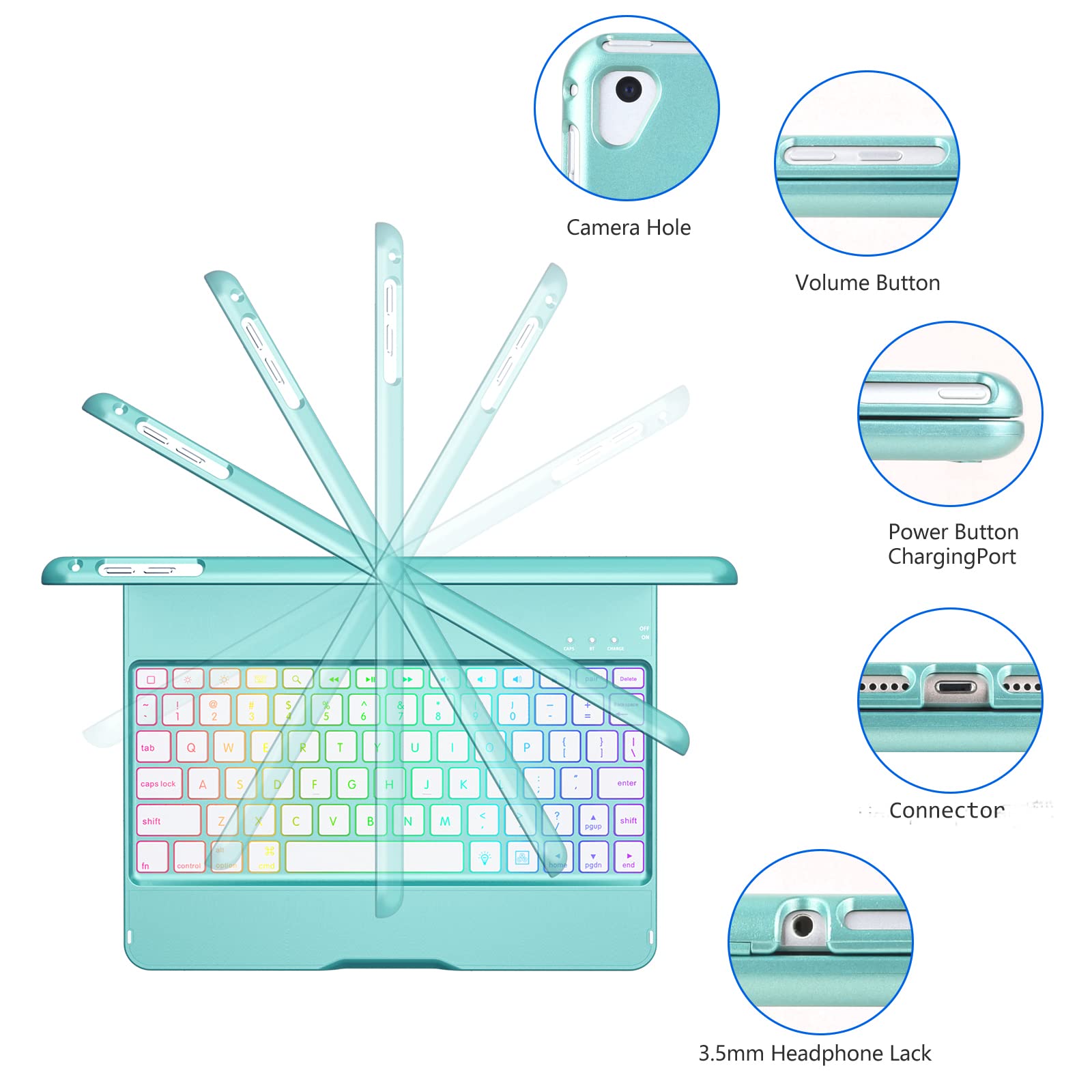MMK Keyboard Case Compatible for iPad 9.7 Inch 2018 6th Gen, Detachable ...