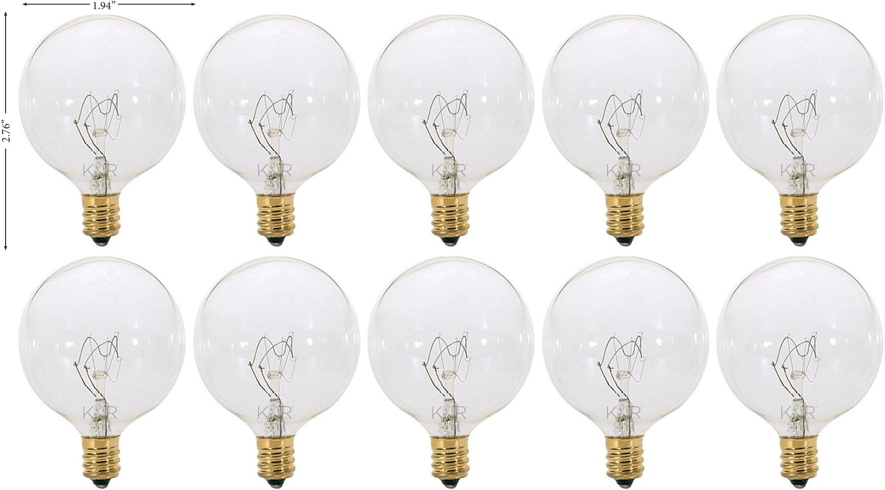 KOR (Pack of 10) G16.5 White Finsh Decorative (E12) Candelabra Base ...