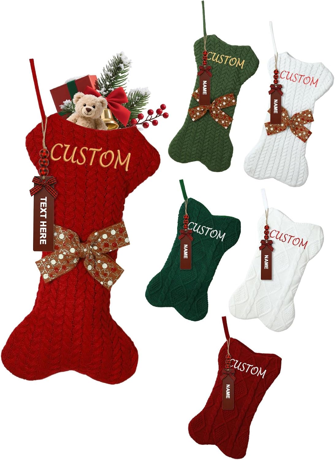 Amazon.com: Custom4U Personalized Christmas Stocking with Names Custom ...