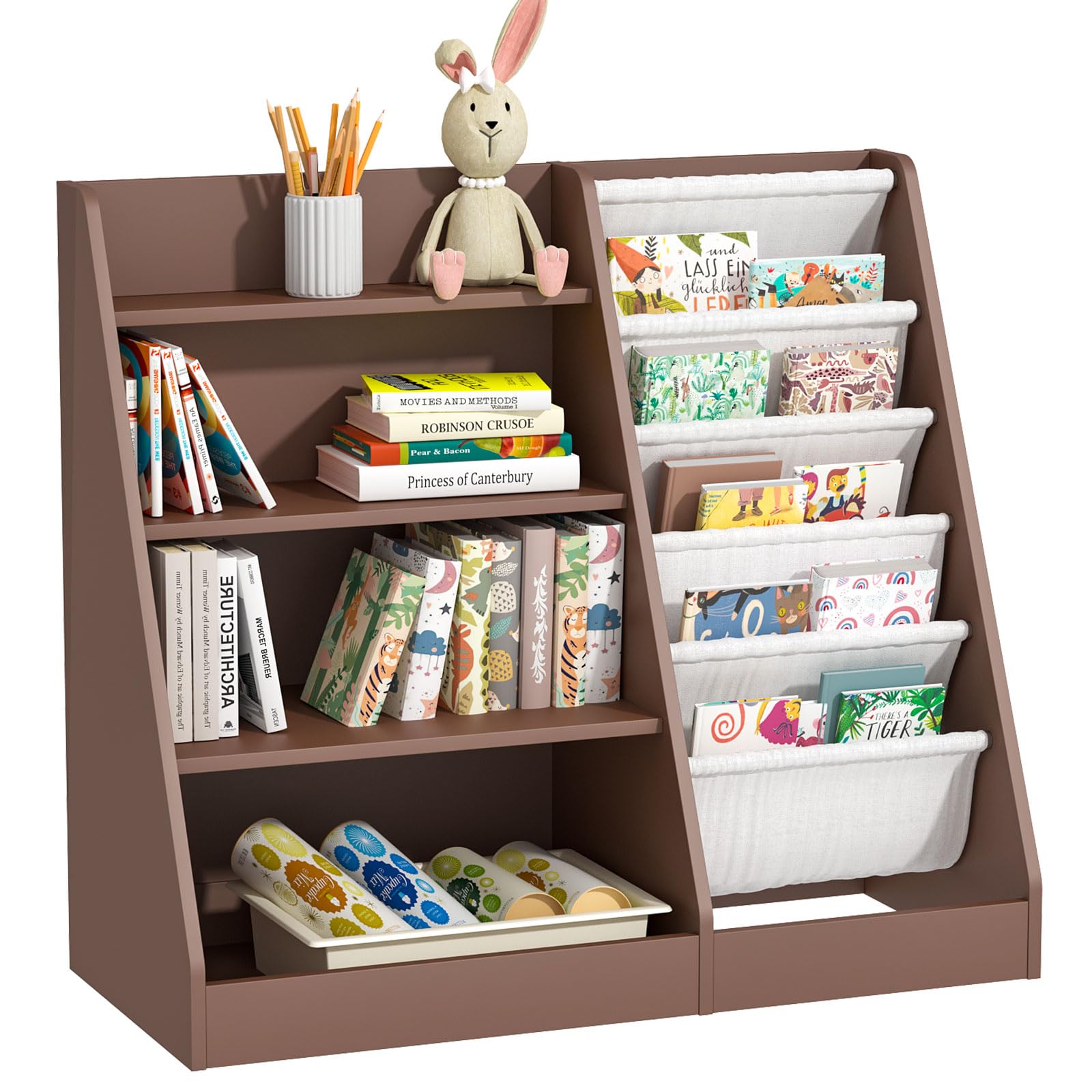 Amazon.com: HedoAjim Kids Bookshelf Toy Storage Organizer 4-Tier Wood ...