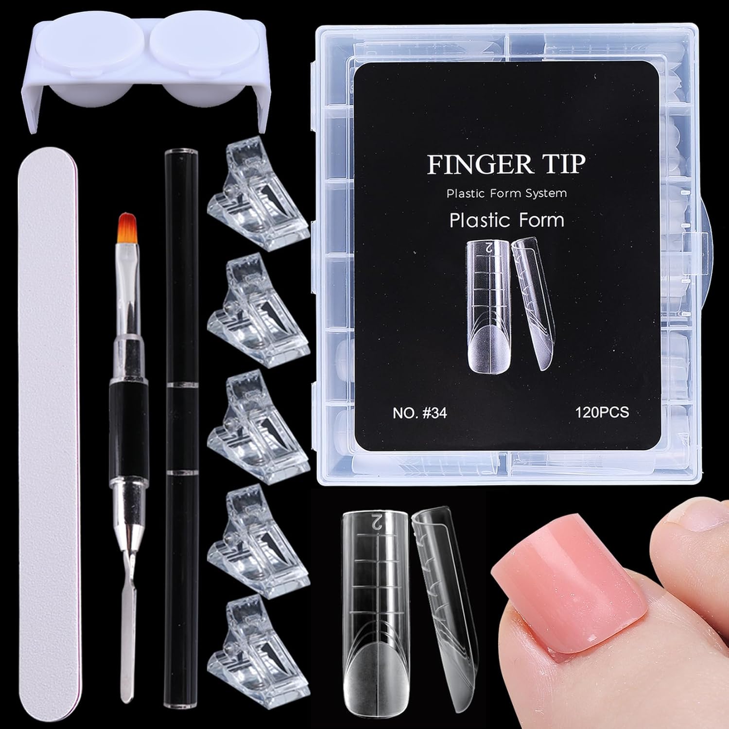 Amazon.com: Toe Dual Nail Forms Kit for Polygel 120 PCS Square Reusable ...