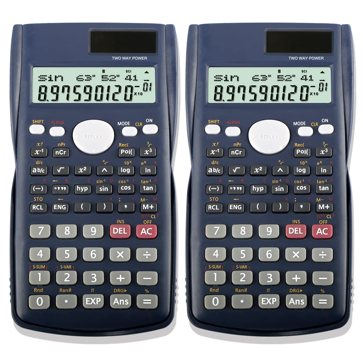 YEITIADY 2 Pack Black Scientific Calculator, Statistic, Fractions ...