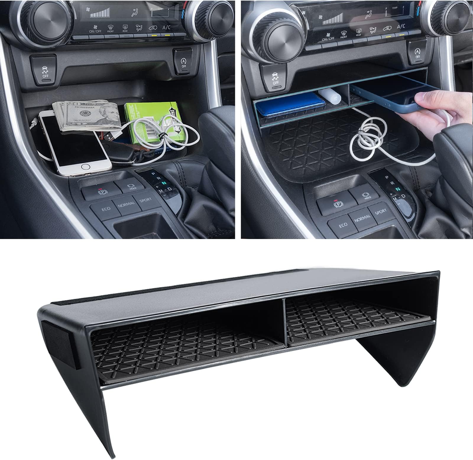 Amazon.com: JDMCAR Center Console Organizer (Bigger Slots) and Center ...