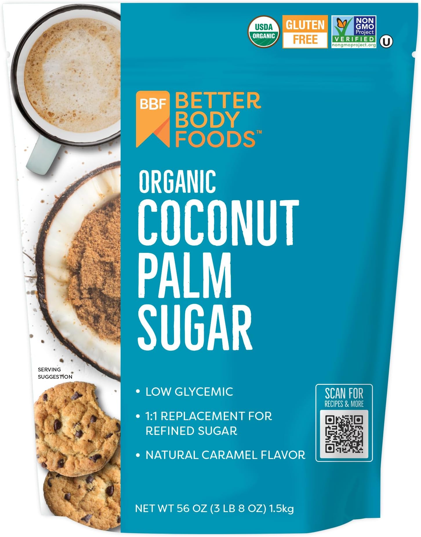 Amazon.com : BetterBody Foods Organic Coconut Palm Sugar, Gluten-Free ...