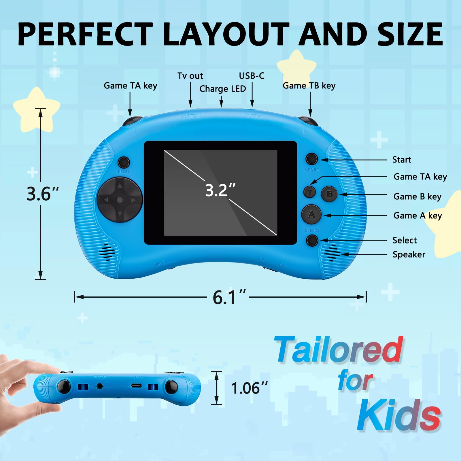 Snapklik.com : TaddToy Portable Handheld Games For Kids 3.2 Screen Game ...