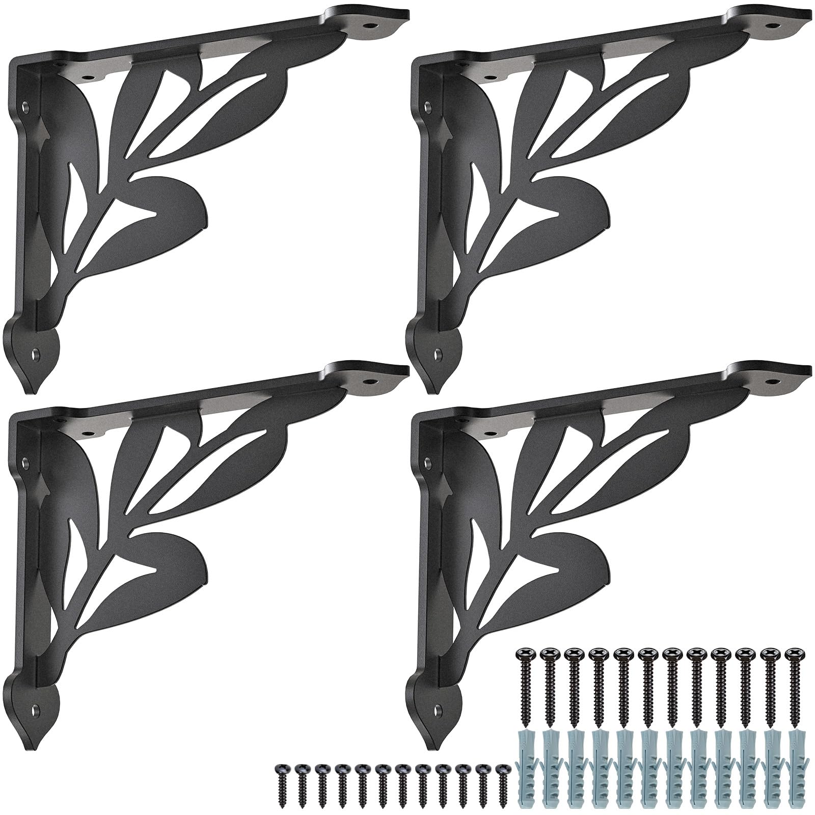 Amazon.com: SELEWARE Branch Shelves Brackets Heavy Duty Shelf Brackets ...