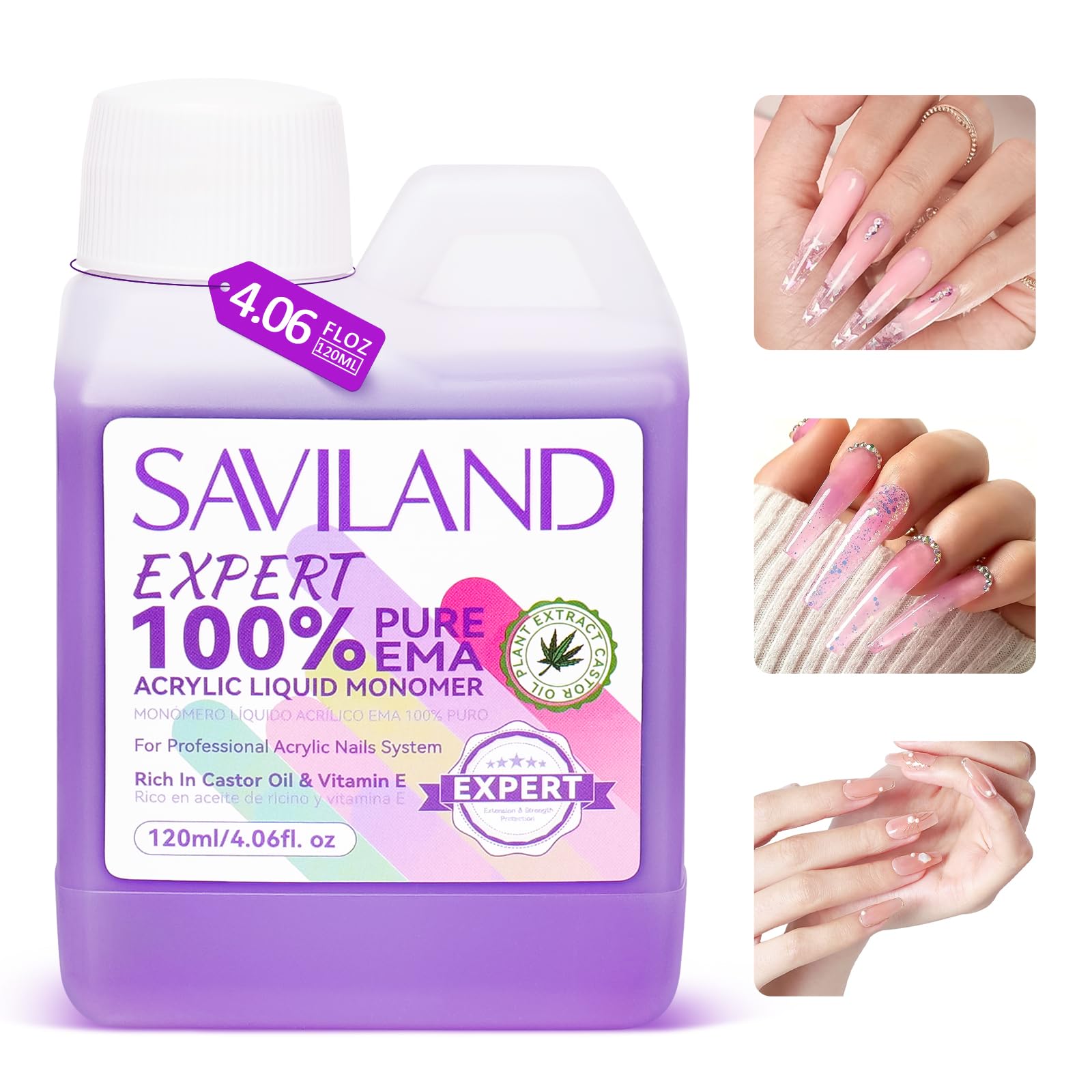 Amazon.com: SAVILAND EMA Monomer Acrylic Nail Liquid: 4 fl. oz/120 ml ...