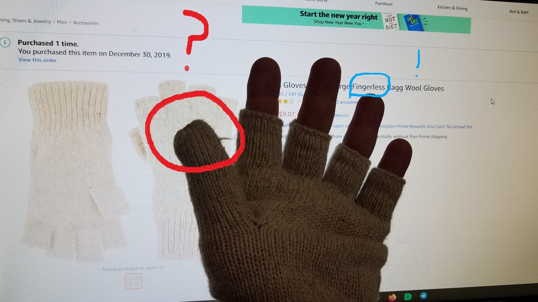 Amazon.com: Boss Gloves 244LL Large Fingerless Ragg Wool Gloves ...
