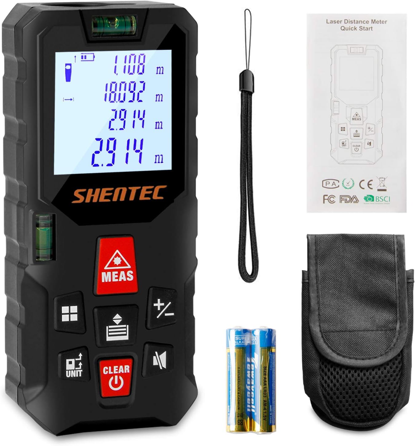 Shentec Upgraded Digital Laser Measuring Device, 196FT/ 60M Laser Tape ...