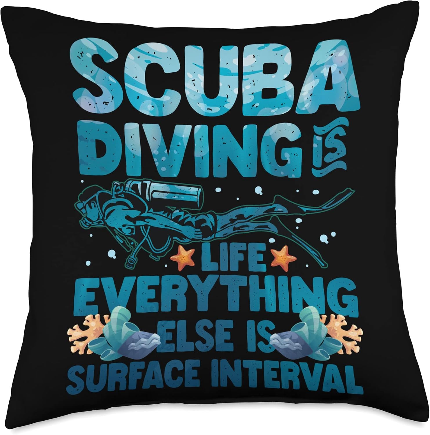 Amazon.com: Scuba Diving Life Scuba Dive Scuba Diver Throw Pillow ...