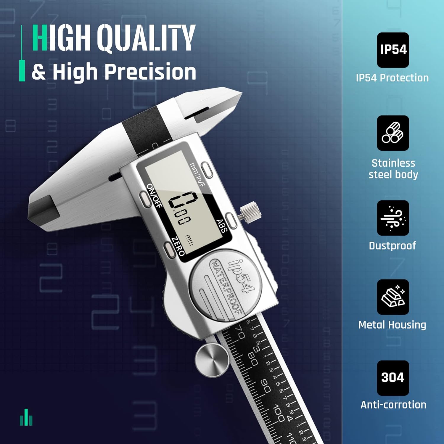 Nuovoware Digital Caliper, 6 Inch /150 mm IP54 Electronic Measuring ...