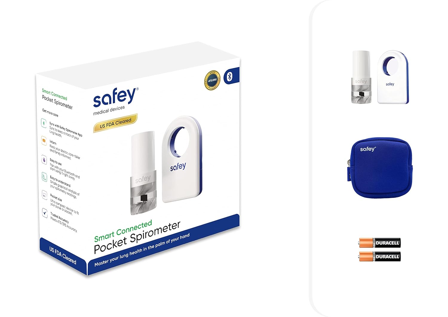 Safey SmartConnected - Pocket Spirometer FEV1, FVC, PEF, FEV1/FVC and ...