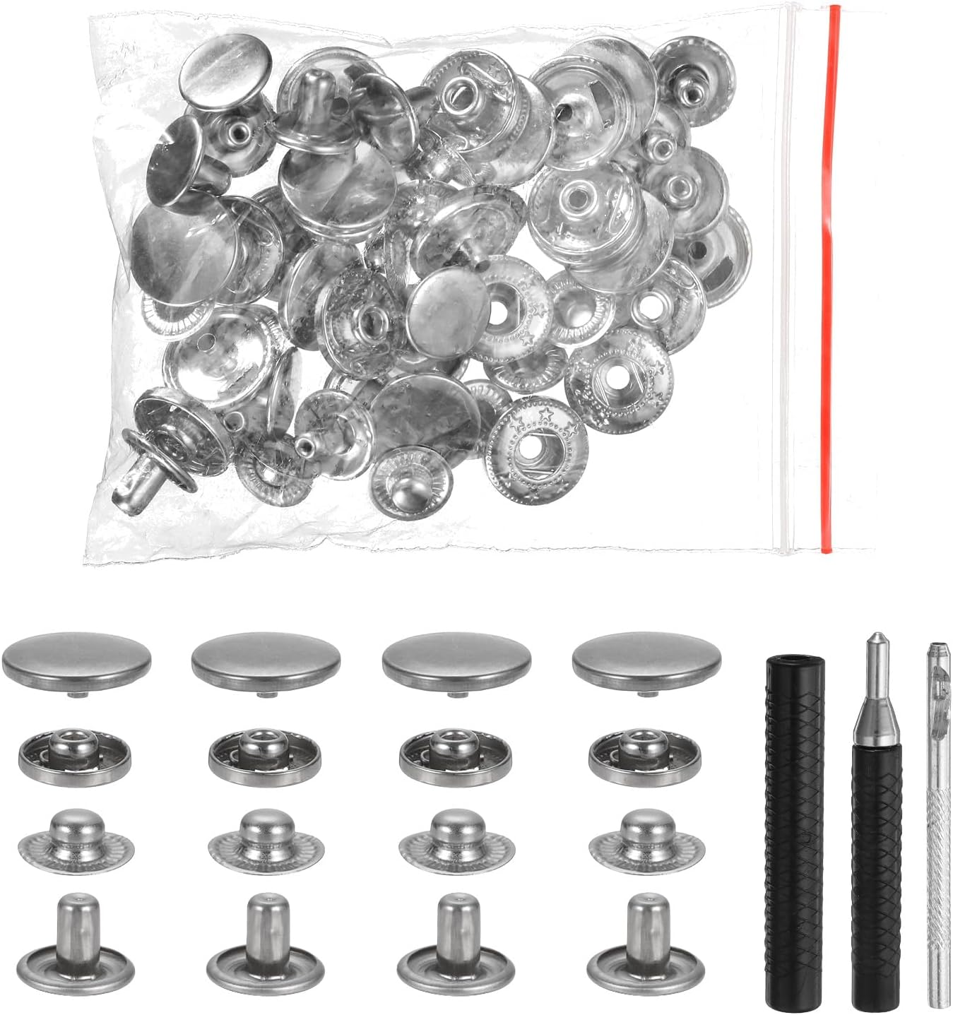 Amazon.com: HARFINGTON 25 Set Leather Snap Fasteners Kit 17mm Metal ...