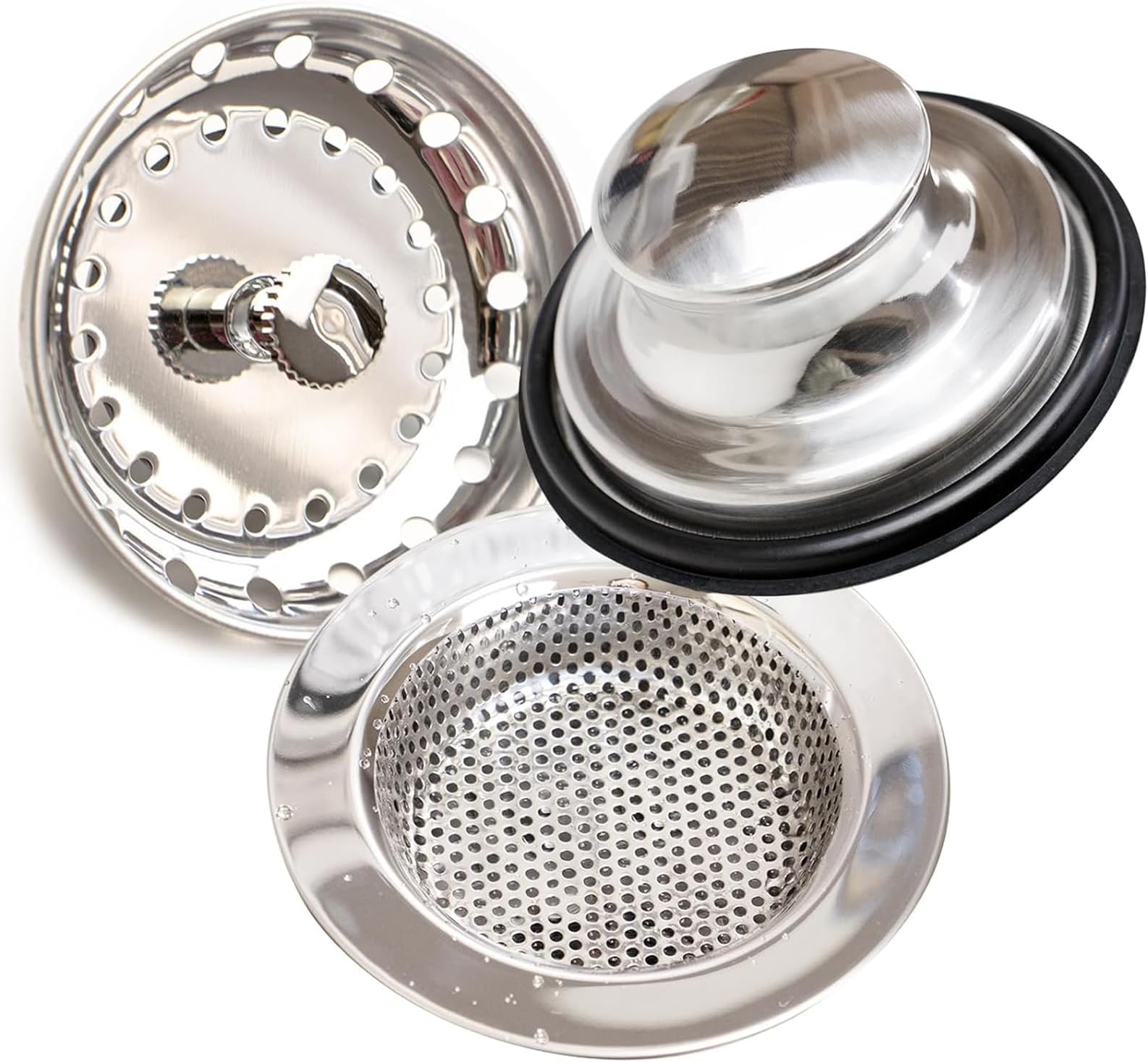 3 Pieces Kitchen Sink Stopper Strainer, 3 in 1 Kitchen Sink Basket ...