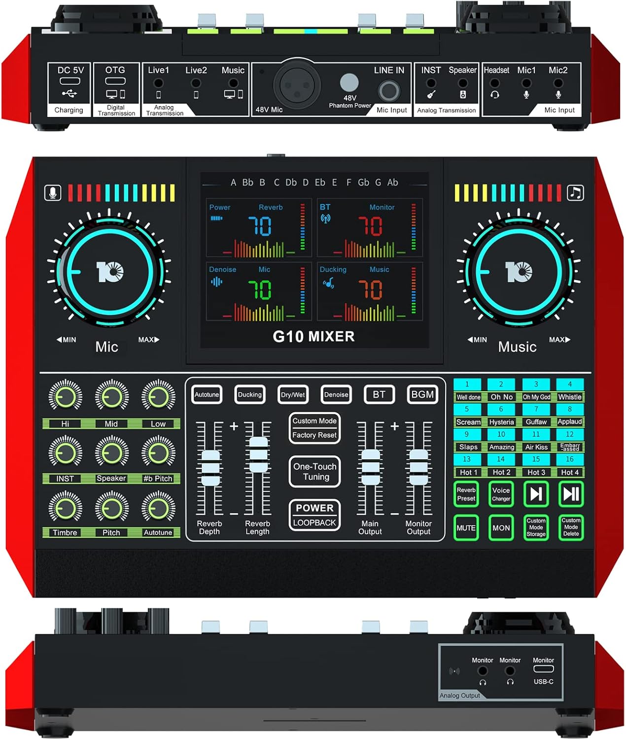 Amazon.com: G10 USB Audio Interface with Mixer Sound Card, for Live ...